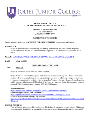Fillable Online Proposals will be received electronically and publicly read aloud by the Joliet ...