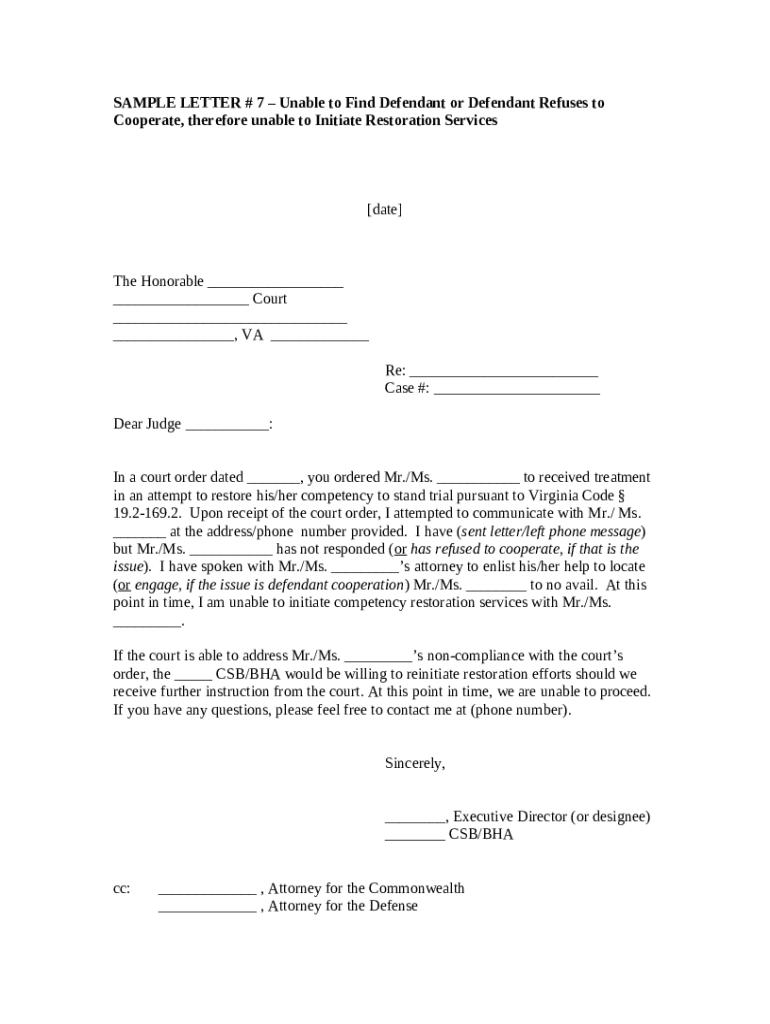 Sample Letters and Letter Templates - dbhds virginia Doc Template ...