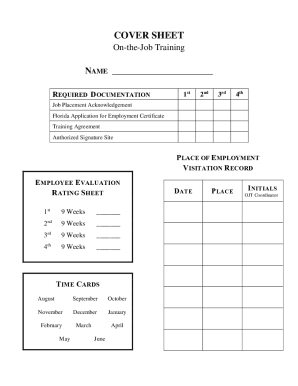 Fillable Online Sample On the Job Training Forms - Florida Fax Email ...