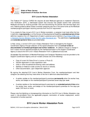 Fillable Online EVV Live-In Worker Attestation Form - NJ.gov Fax Email ...
