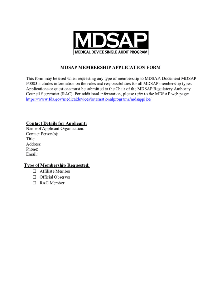 Fillable Online MDSAP Policies, Procedures, Templates and Forms Fax ...
