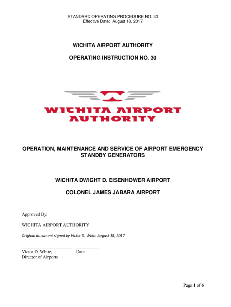 Fillable Online wichita airport authority standard operating procedure ...