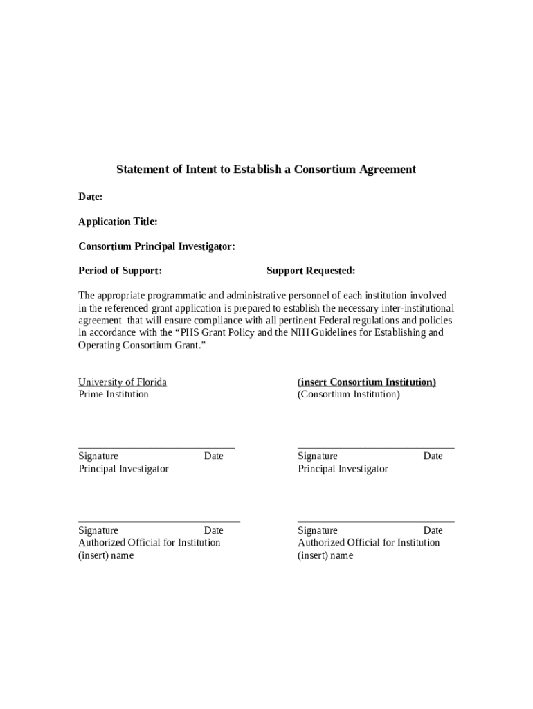 statement of intent to enter into a consortium agreement Doc Template ...
