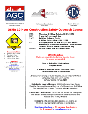 Fillable Online OSHA 10 Hour Constructionwith FREE Course Fax Email Print - pdfFiller