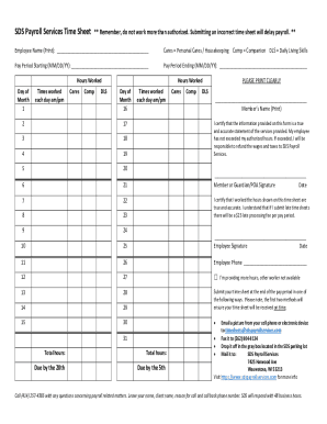 Fillable Online SDS Payroll Services Time Sheet ** Remember, do not ...