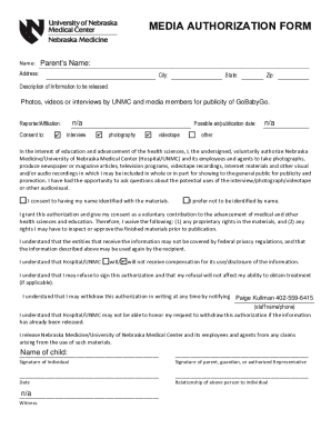 Fillable Online MEDIA AUTHORIZATION FORM Fax Email Print - pdfFiller