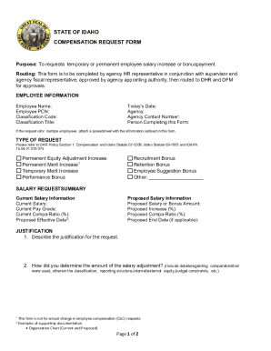 Fillable Online Dhr Idaho Compensation Request Form Fax Email Print