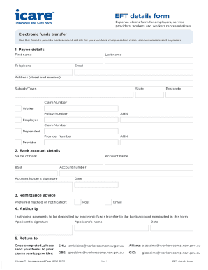 Fillable Online EFT details form. EFT details form Fax Email Print ...