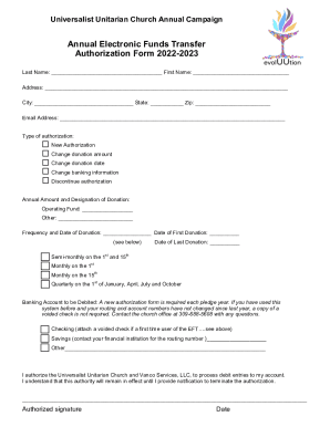Fillable Online Annual Electronic Funds Transfer Authorization Form ...