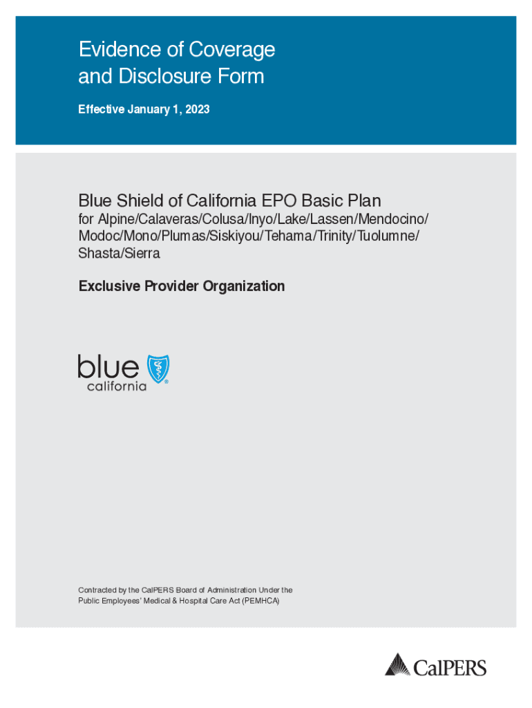 Fillable Online Evidence of Coverage and Disclosure Form. Evidence of ...