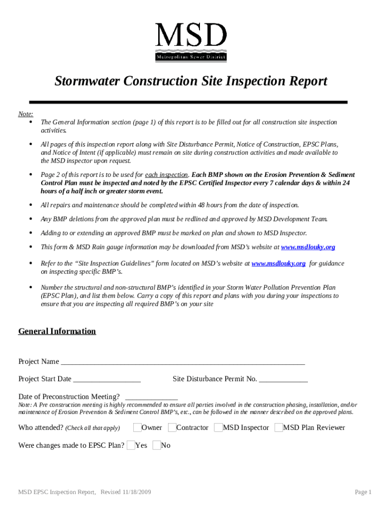 EPSC Contractor Inspection - transportation ky Doc Template | pdfFiller