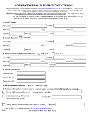 Fillable Online PRO LINE 4 AND PRO LINE 21 AVIONICS CONTENT SERVICE ...
