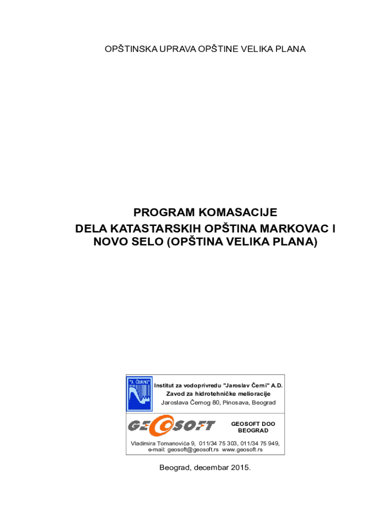 Fillable Online PROGRAM KOMASACIJE DELA KATASTARSKIH OPTINA ... Fax Email Print - pdfFiller