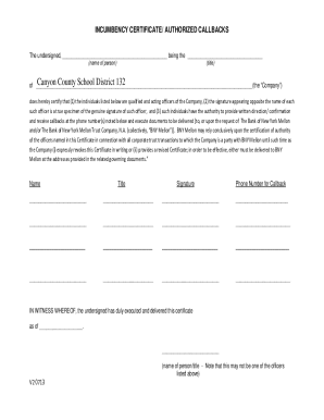 Fillable Online Incumbency Certificate - Definition and Example ...