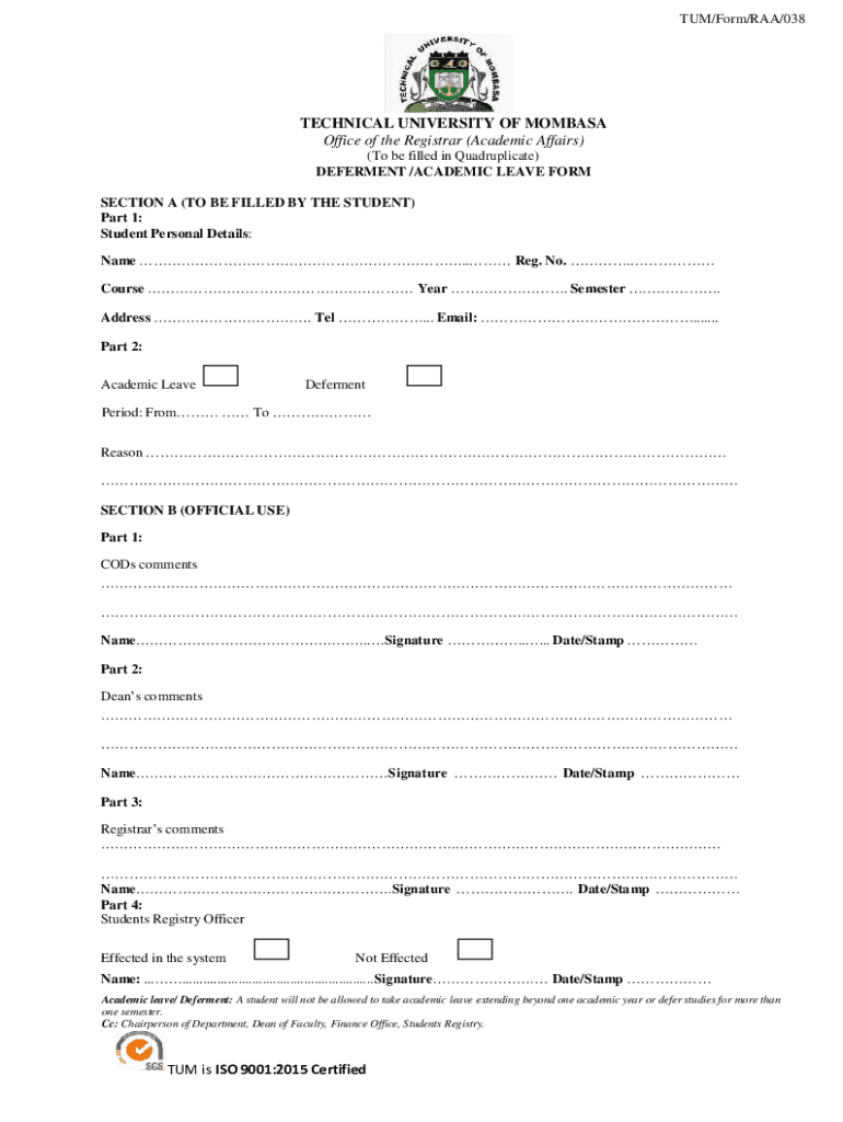 Tum Deferment Form - Fill and Sign Printable Template: Fill out & sign online | DocHub