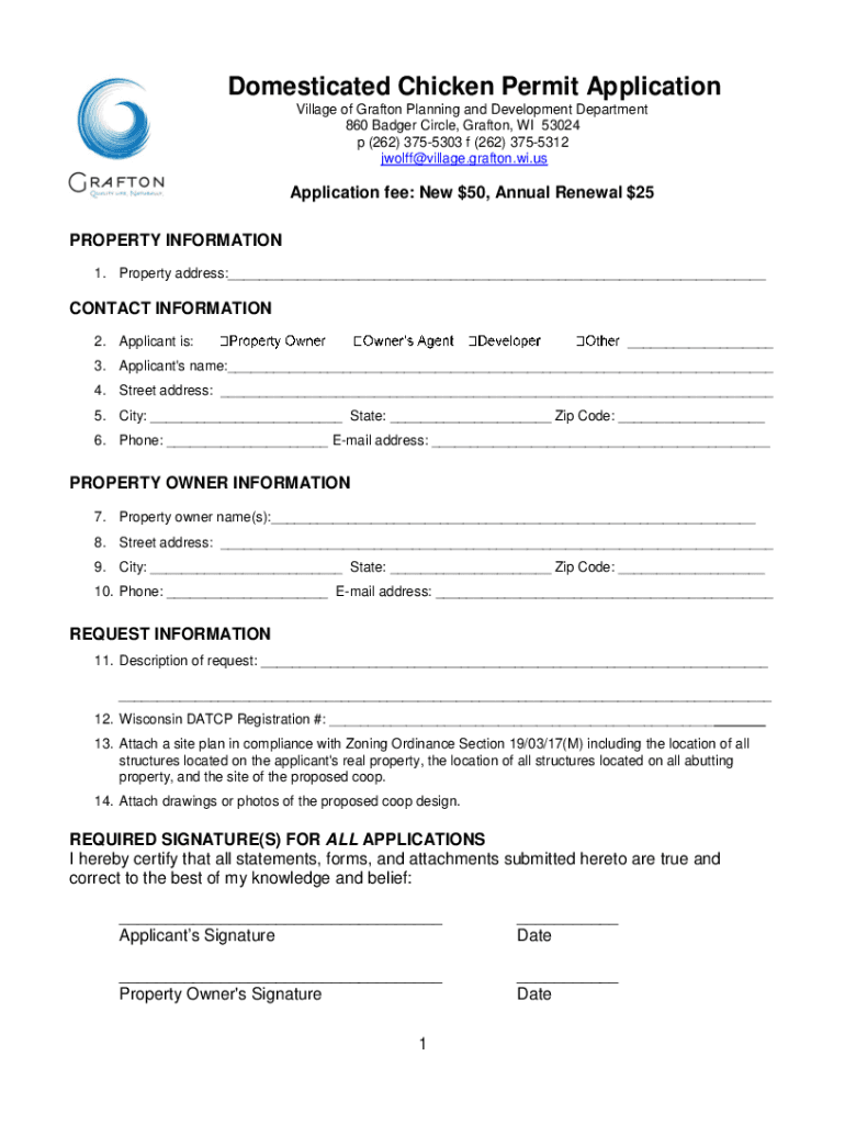 Fillable Online Domesticated Chicken Permit Application Fax Email Print ...