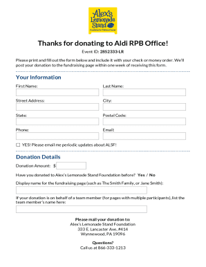Fillable Online ALDI Donation Request Fax Email Print - pdfFiller