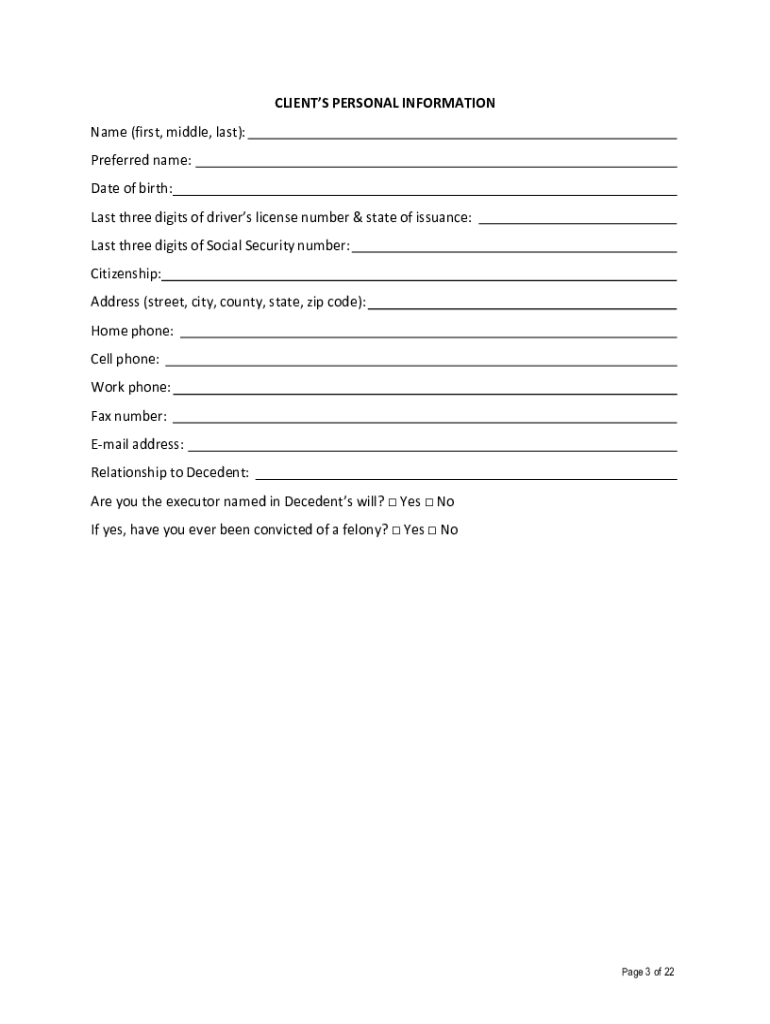 Fillable Online Client Questionnaire (Estate or Probate).docx.docx Fax ...