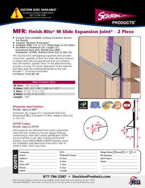 Fillable Online MFR: Finish-Rite M-Slide Expansion Joint - 2 Piece Fax ...