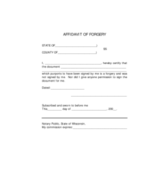 Fillable Online Affidavit of Forgery - Horicon, WI Fax Email Print ...