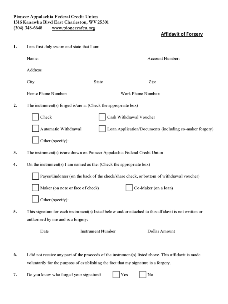 Fillable Online Affidavit of Forgery Fax Email Print - pdfFiller