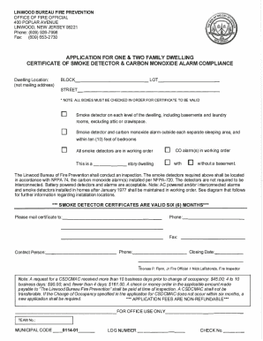 Fillable Online APPLICATION FOR ONE & TWO FAMILY DWELLING CERTIFICATE ...