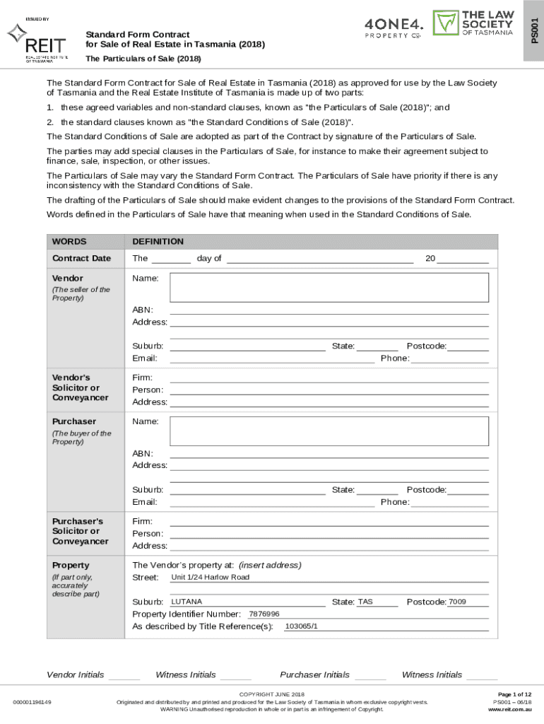 Fillable Online Reit Contract Of Sale - Fill Online, Printable ...