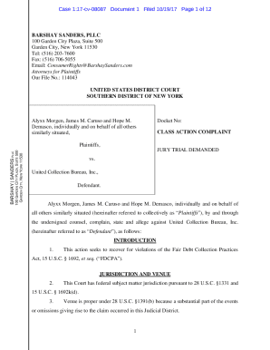 Fillable Online Morgen et al. v. United Collection Bureau, Inc. - 1:17 ...