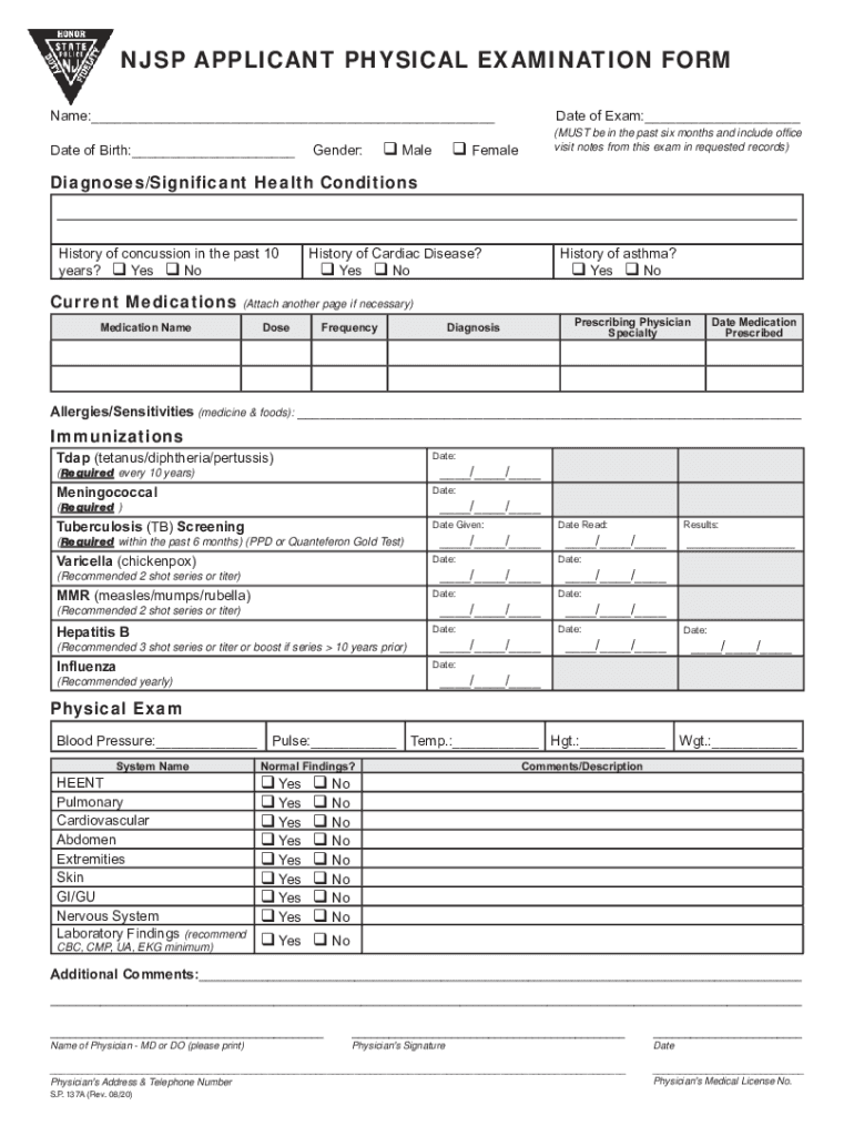 Fillable Online Selection ProcessRecruitingNew Jersey State Police Fax ...