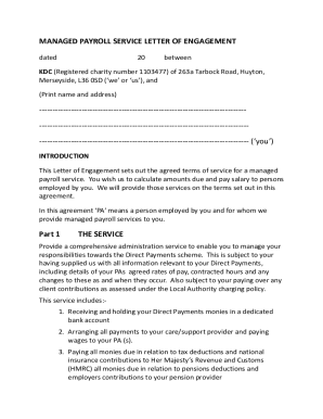 Fillable Online Managed Payroll Service Letter of Engagement Fax Email ...