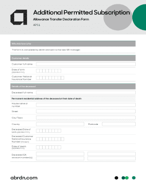 Fillable Online Additional Permitted Subscription Allowance Fax Email Print - pdfFiller