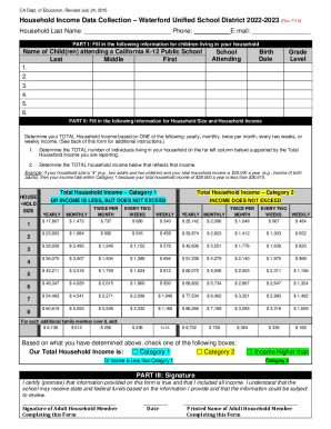 Fillable Online Household Income Data Collection Sample Form 3 Fax ...