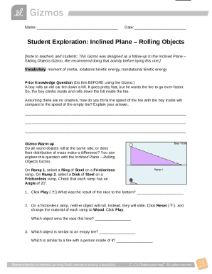Inclined Plane - Rolling Objects Gizmo : Lesson Info Doc Template ...