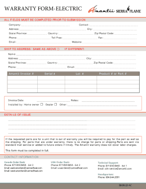 Fillable Online AM SF Electric Warranty Parts Order Form.indd Fax Email Print - pdfFiller