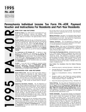 Fillable Online 1995 PA Individual Income Tax Return Instructions ...