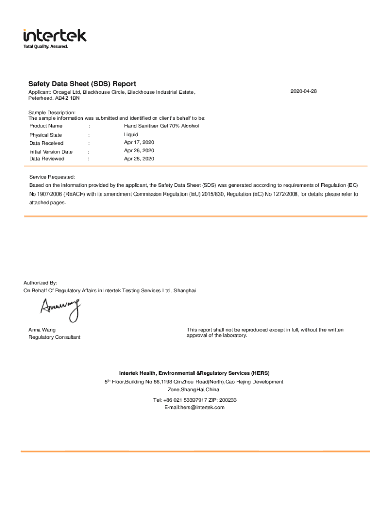 Fillable Online SAFETY DATA SHEET ORCA HYGIENE 80% ALCOHOL ... Fax ...