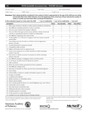 Fillable Online initial revised conners questionnaire for teachers Fax ...