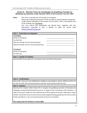 Fillable Online Election Form for Companies for Qualifying Transfer of ...