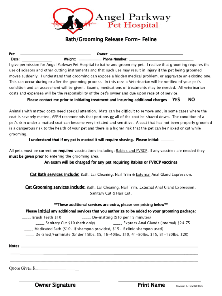 Fillable Online Grooming Authorization Form Fax Email Print - pdfFiller