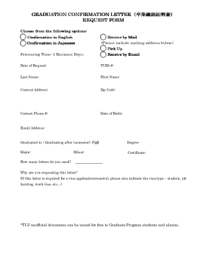 Fillable Online UG Graduation Confirmation Letter Request Form 2.13. ...