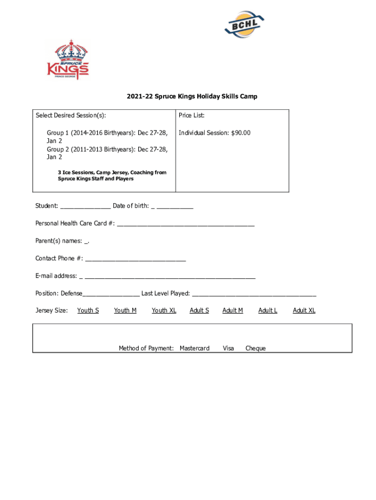 Fillable Online 2022 Spruce Kings Rep Prep Registration Form Fax Email ...