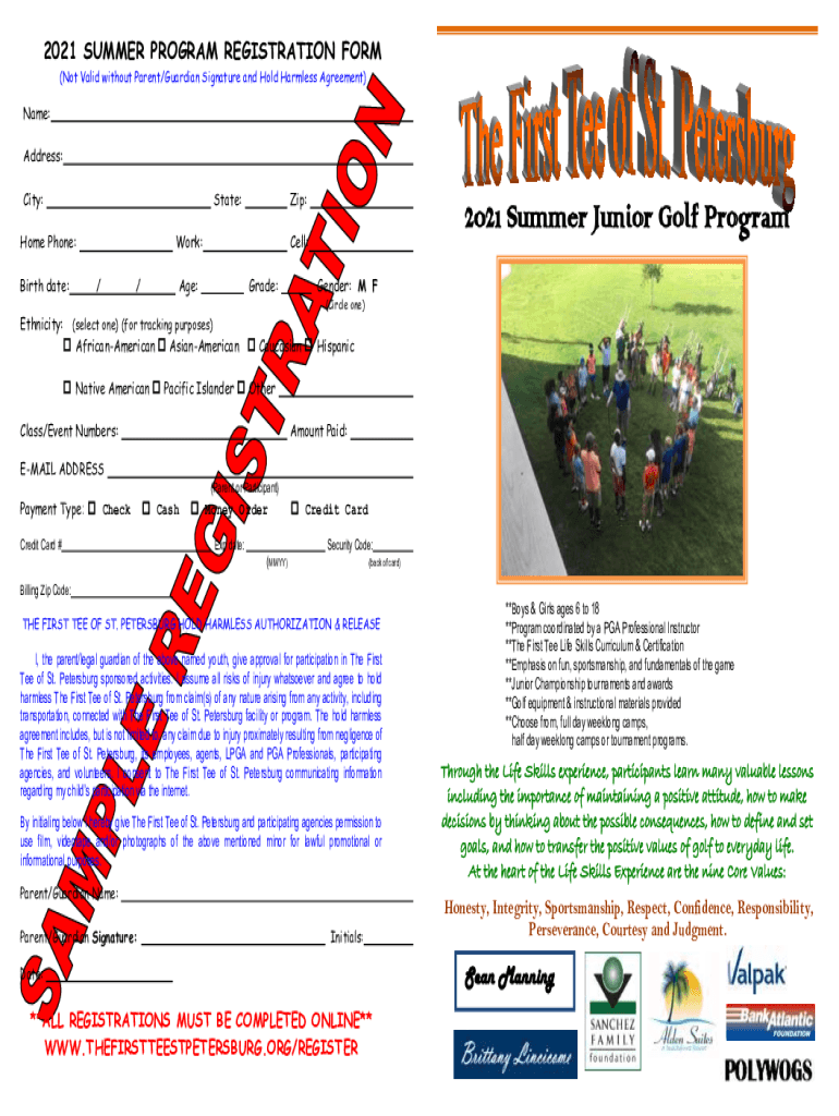 Fillable Online 2021 Junior Golf Programs Form Template Fax Email Print ...