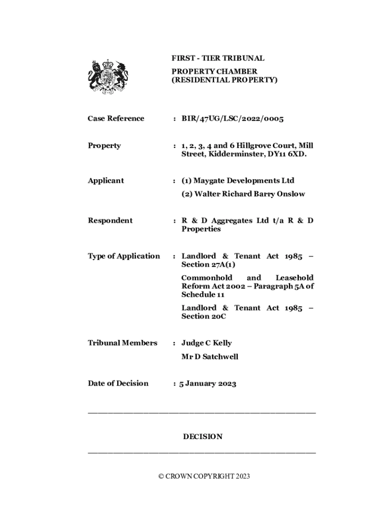 Fillable Online First-tier Tribunal (Property Chamber) (Residential ...