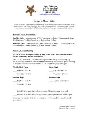 Fillable Online T Shirt Quilt Order Form - Fill and Sign Printable ...