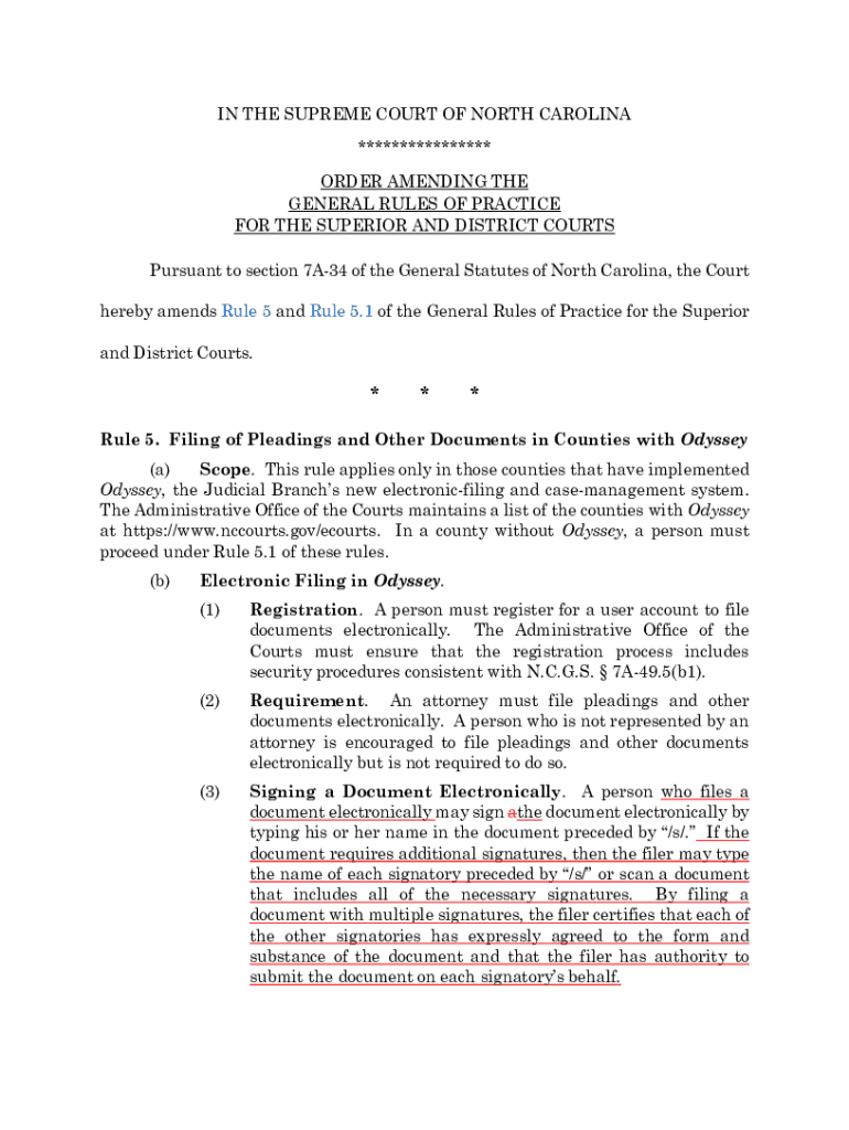 Fillable Online Order Amending the General Rules of Practice for the ...