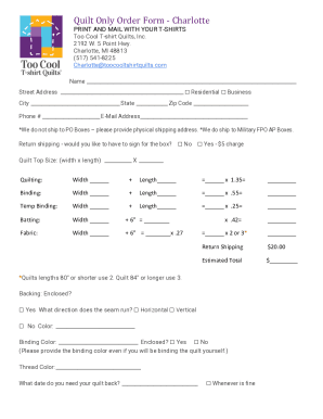Fillable Online Quilt Only Order Form - Charlotte Fax Email Print ...