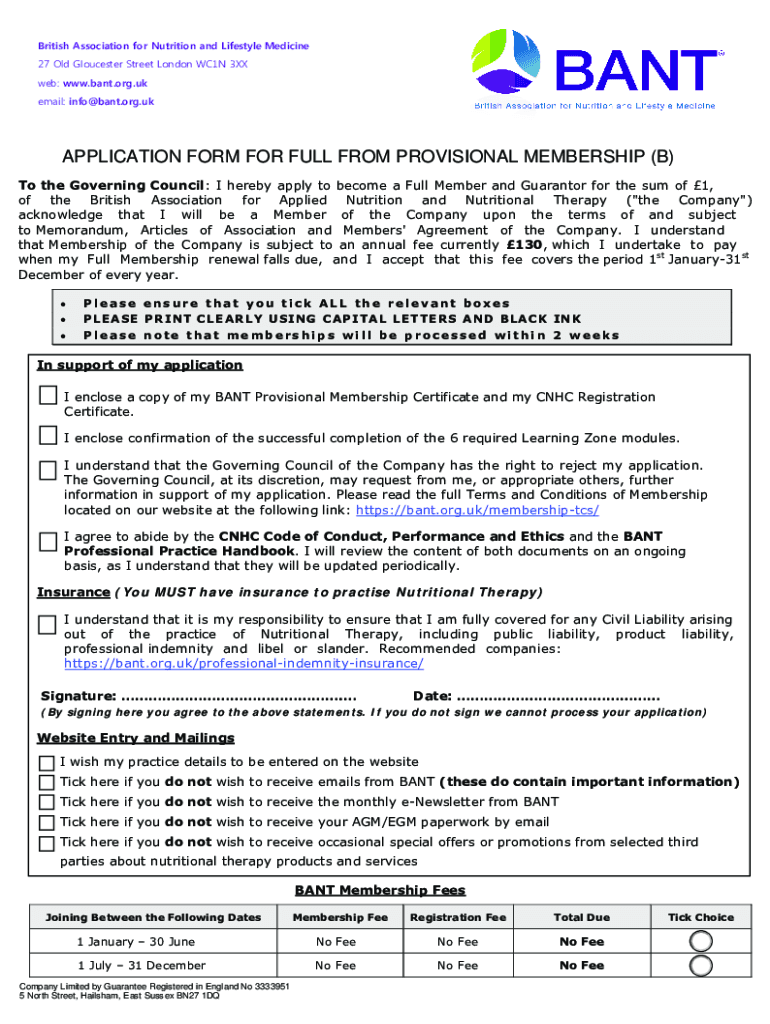 Fillable Online APPLICATION FORM FOR FULL FROM PROVISIONAL ... Fax Email Print - pdfFiller