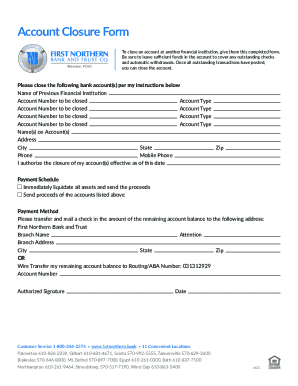 Fillable Online Account Closure Form. Account Closure Form Fax Email ...