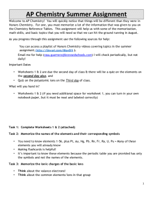Fillable Online ap chemistry summer assignment - Cherry Creek School ...