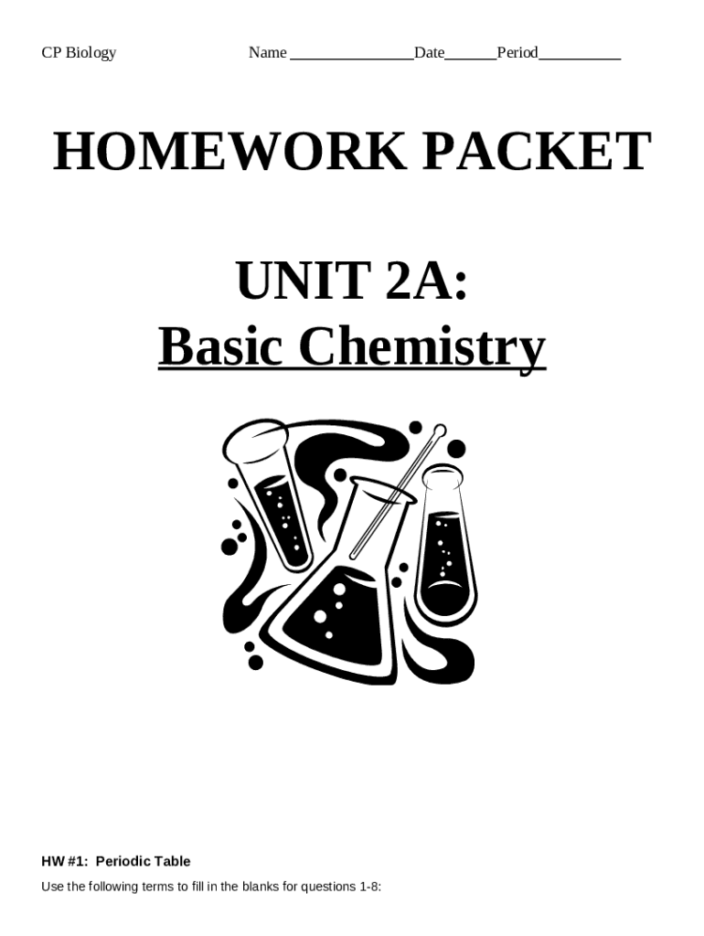 HW Packet Basic Chemistry Unit 2A KEY - CP Biology ... Doc Template ...